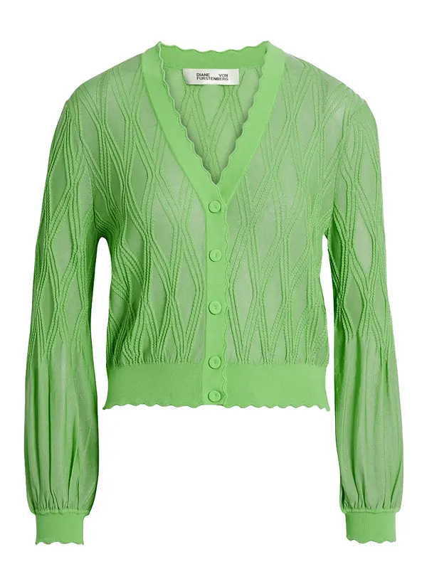 Diane Von Furstenberg Pomela Jacquard-knit Cardigan - Green