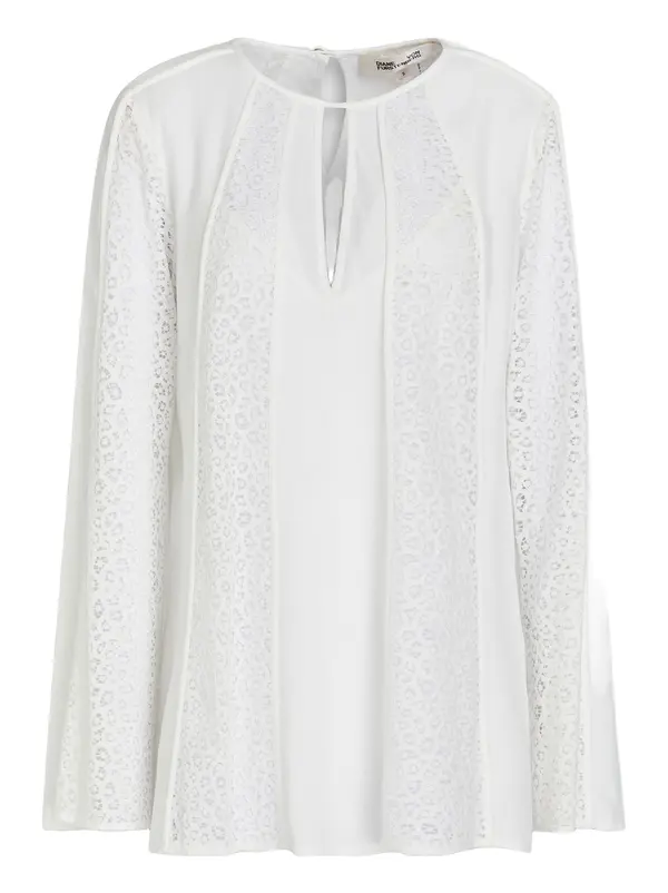 Diane Von Furstenberg Agamemnon Lace And Crepe Blouse - Ivory