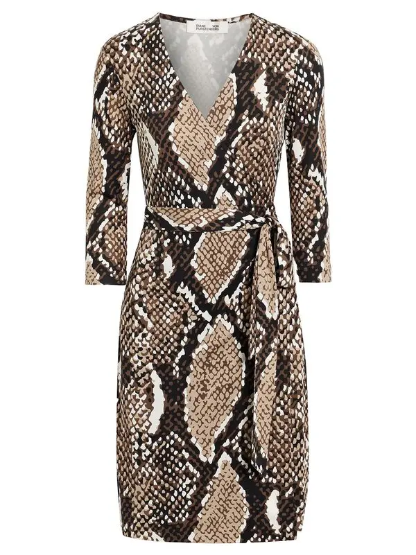 Diane Von Furstenberg Julian Snake-print Silk-jersey Wrap Dress - Brown