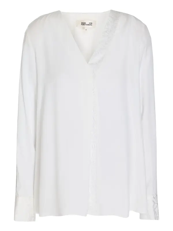 Diane Von Furstenberg Linsette Lace-trimmed Top - White