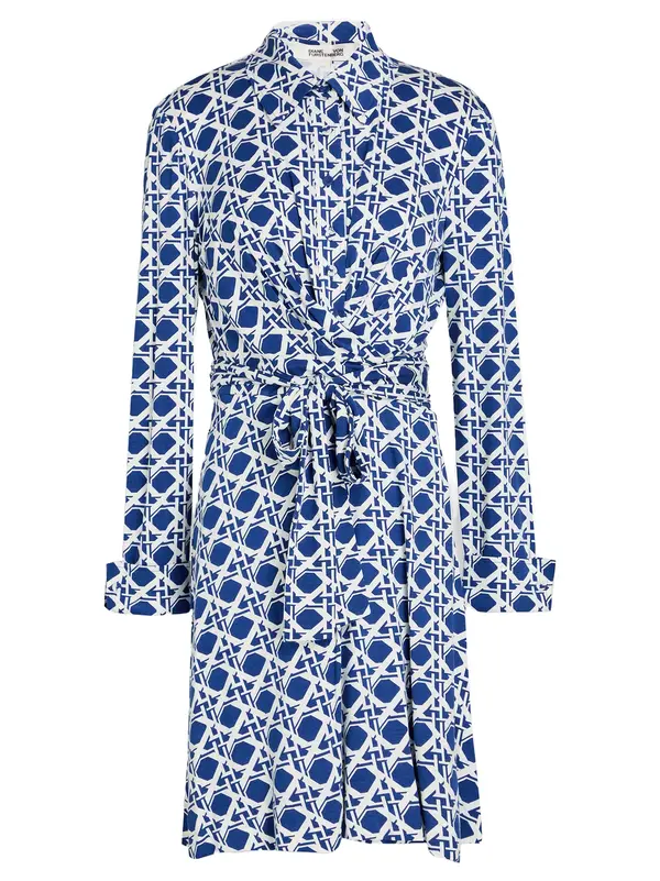 Diane Von Furstenberg Didi Printed Mini Wrap Dress - Cobalt Blue