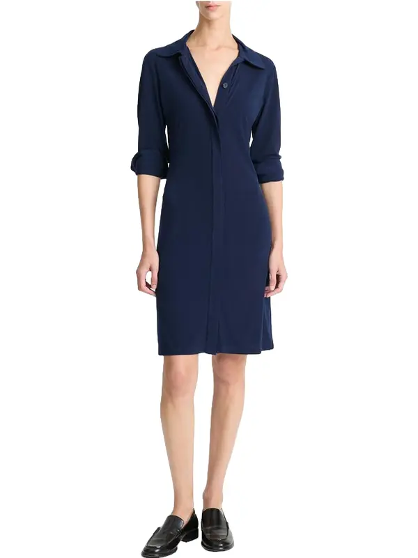 Vince Long-sleeve Polo Shirt Dress - Black