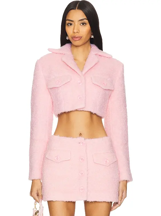 YUHAN WANG Faux Fur Cropped Jacket - Pink