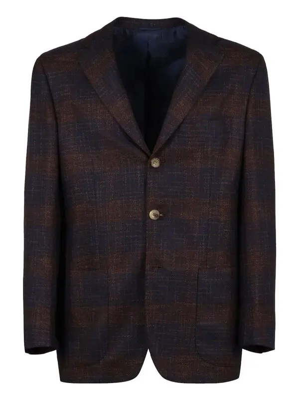 Kiton Check-pattern Blazer - Blue