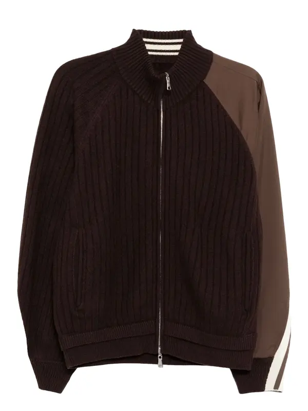 CROQUIS Splicing Zip-up Cardigan - Brown