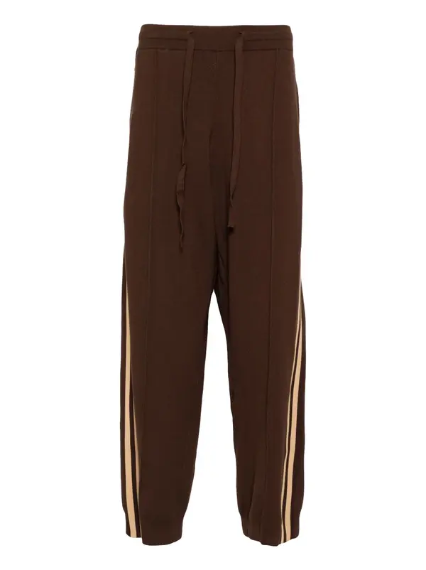 CROQUIS Side-stripe Knit Trousers - Brown