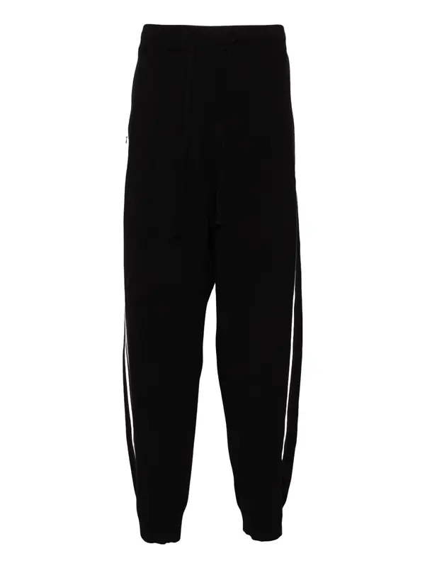 CROQUIS Side-stripe Knit Trousers - Black