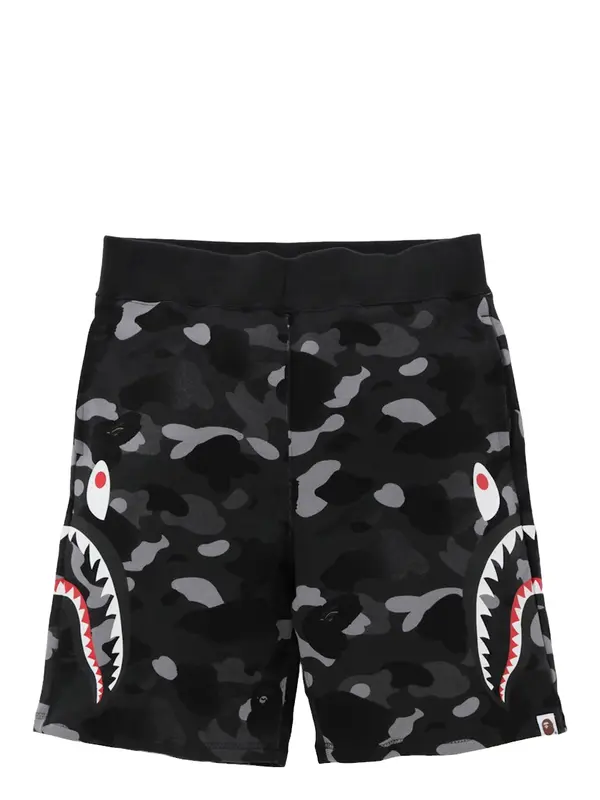 BAPE Gradation Camo Side Shark Sweat Shorts - Black