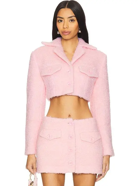 YUHAN WANG Faux Fur Cropped Jacket - Pink