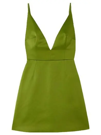 EMILIA WICKSTEAD Vero Open-back Recycled-satin Mini Dress - Green