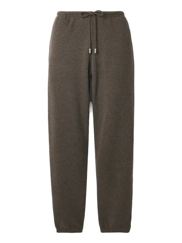 THE ROW Teo Mélange Cashmere And Cotton-blend Track Pants - Brown