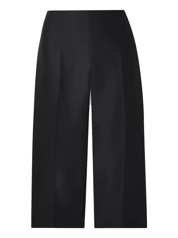 THE ROW Adelie Cropped Wool And Silk-blend Pants - Black