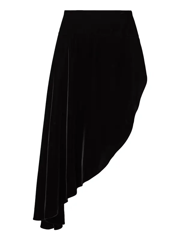 Alaïa Asymmetric Velvet Skirt - Black