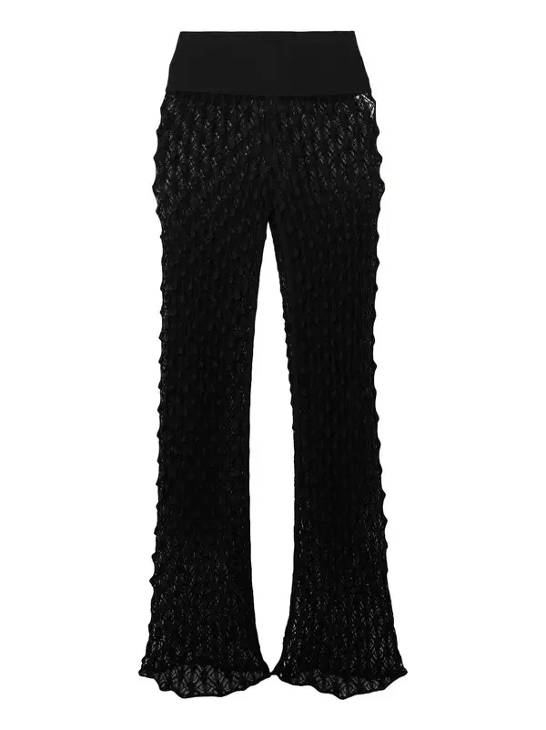Alaïa Open-knit Straight-leg Pants - Black