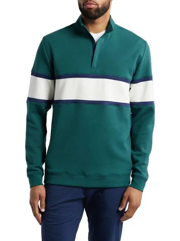 SWANNIES Owen Chest Stripe Golf Quarter Zip - Forest