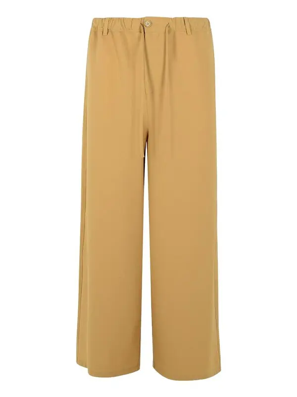 Marni Virgin Wool Blend Wide Leg Trousers - Beige