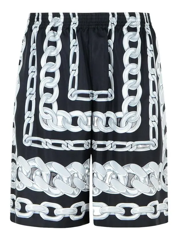 Versace Chains' Silk Bermuda Shorts - Black