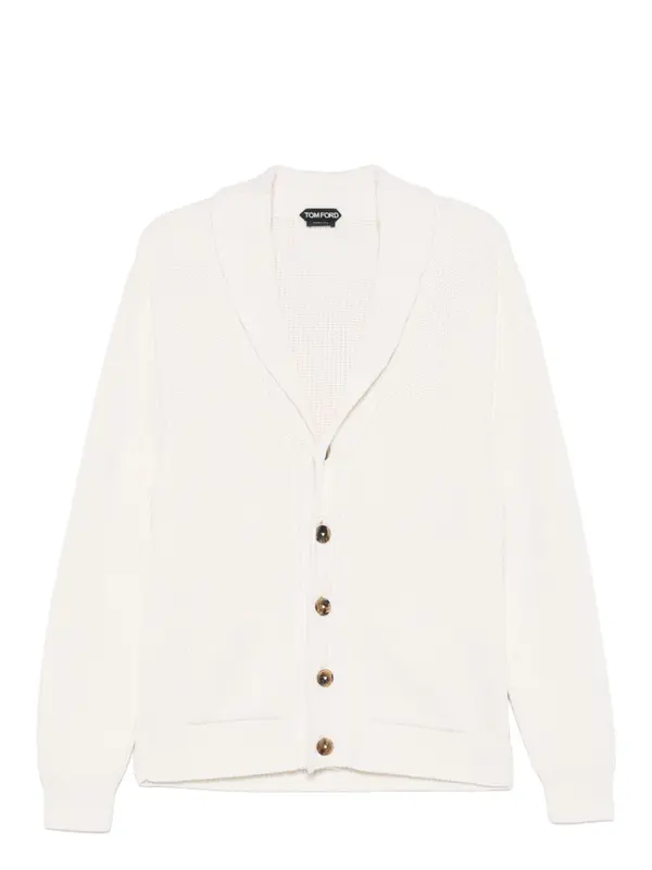 TOM FORD Shawl-lapel Silk-wool Cardigan - White