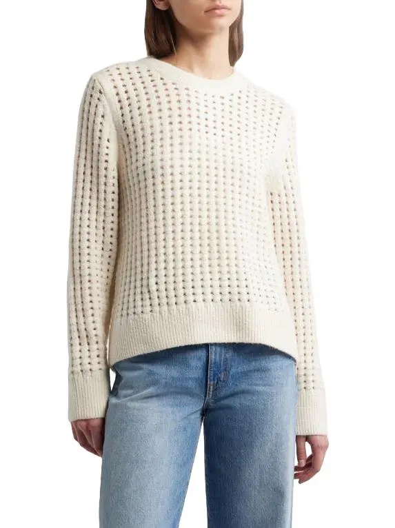 Treasure & Bond Chunky Mesh Cotton-blend Sweater - Ivory Dove