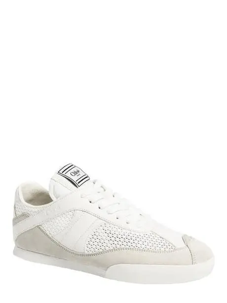 Chloé Kick Leather & Mesh Sneaker - Cloudy Cream