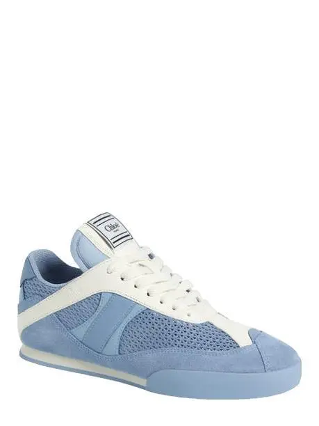 Chloé Kick Leather & Mesh Sneaker - Pearl Blue