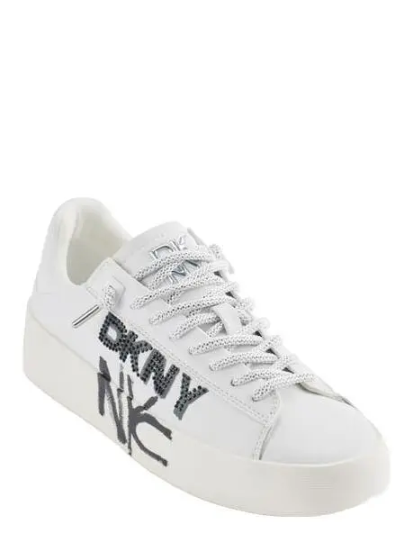 Dkny Ginali Logo Graffiti Sneakers - White/ Black