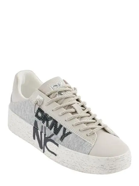 Dkny Ginali Logo Graffiti Platform Sneakers - Grey/ White