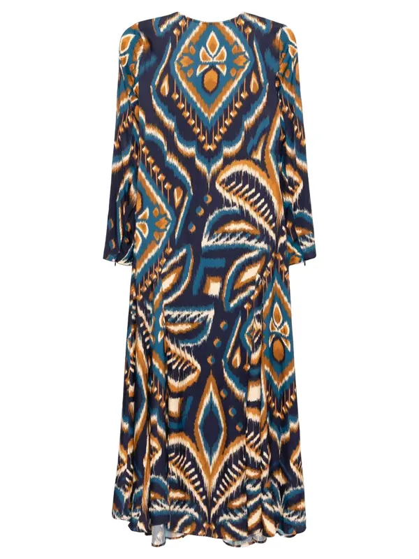 Farm Rio Long Sleeve Printed Maxi Dress - Blue