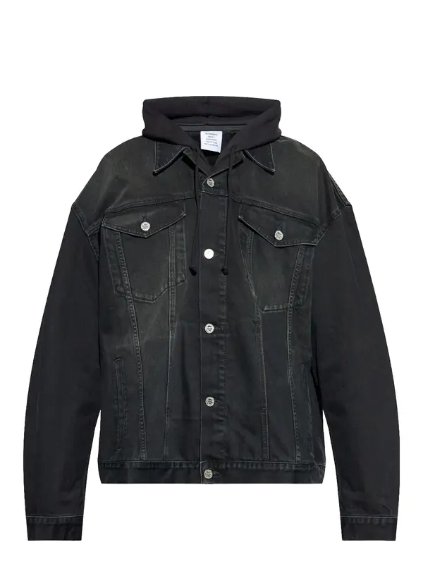 Vetements Hooded Denim Jacket - Black