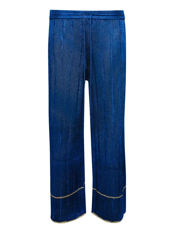 Calle Del Mar Wide-leg Ribbed Trousers - Blue