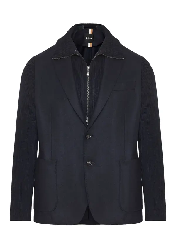 BOSS Knitted-panels Blazer - Blue