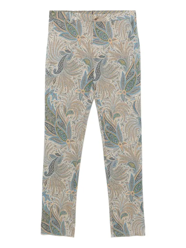 Etro Paisley Print Tapered Trousers - Blue