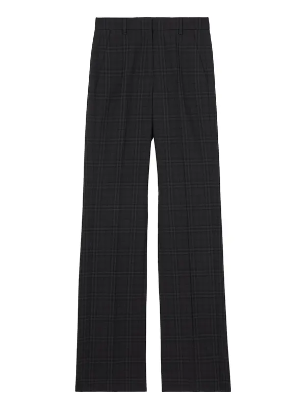 Burberry Check Wool Tailored Trousers - Black