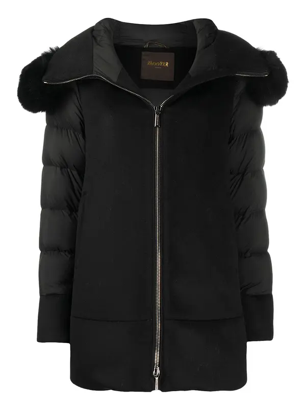 MOORER Zip-front Padded Coat - Black