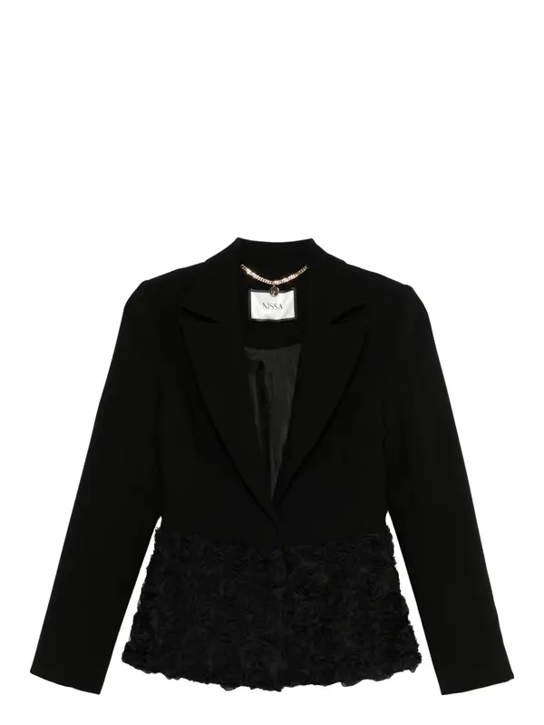 NISSA Flower-appliqué Blazer - Black