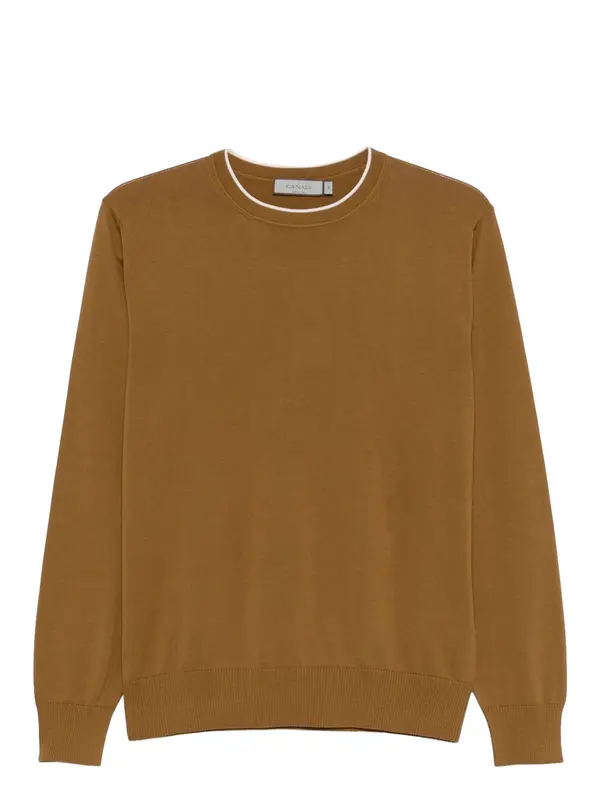 Canali Contrasting Trim Sweater - Brown