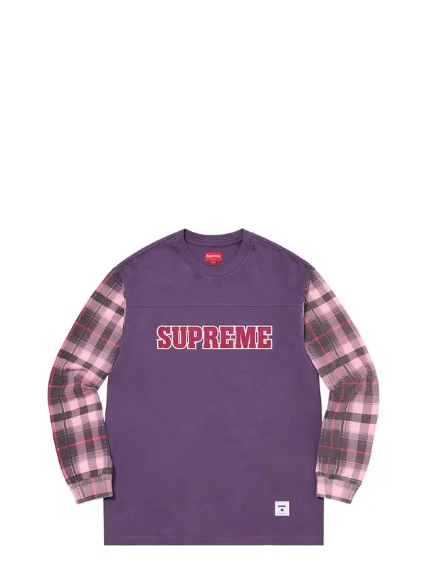 Supreme Plaid Sleeve Long-sleeve Top - Purple