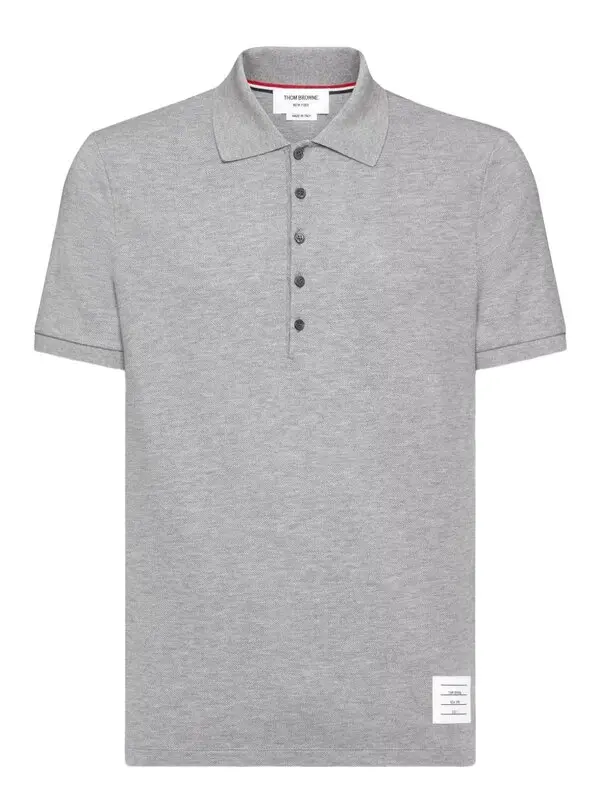 Thom Browne 4-bar Cotton Polo Shirt - Grey