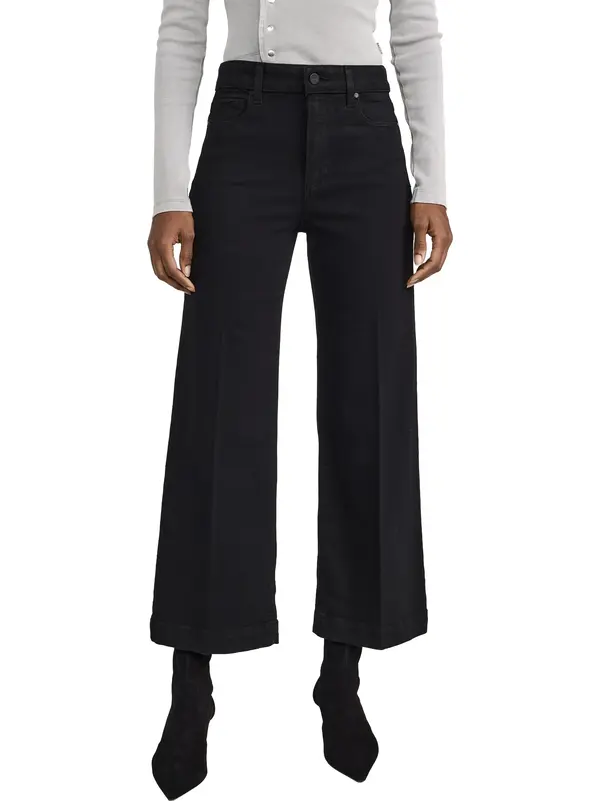 Paige Anessa Wide Leg Jeans - Black Shadow