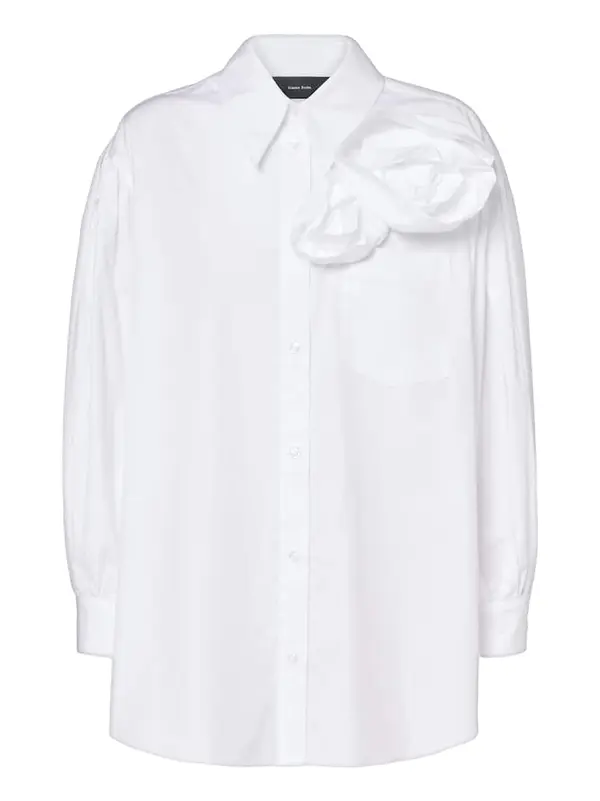 Simone Rocha Floral-appliqué Cotton Shirt - White