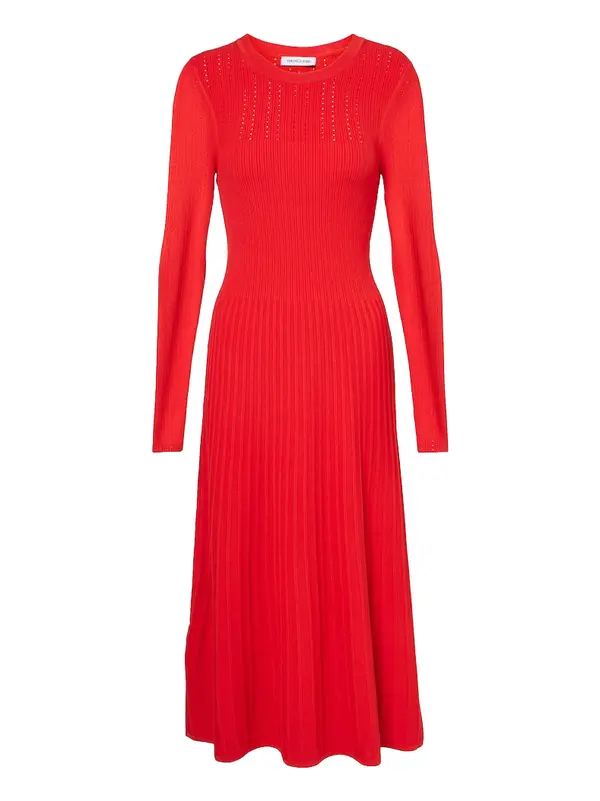Veronica Beard Nami Ribbed-knit Sweater Dress - Red