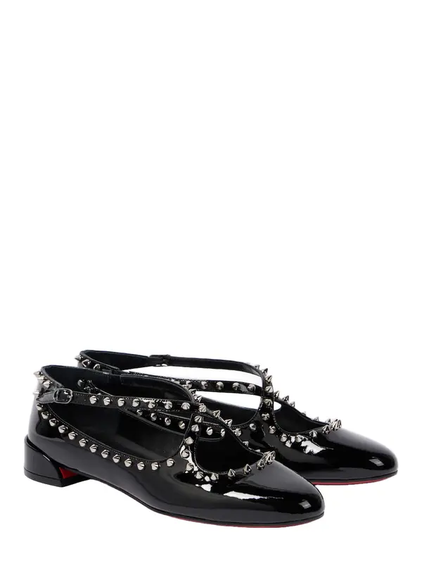 CHRISTIAN LOUBOUTIN Pilouta Jane Spiked Ballet Flats - Black