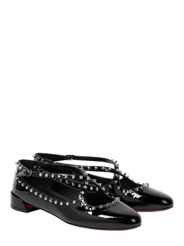 CHRISTIAN LOUBOUTIN Pilouta Jane Spiked Ballet Flats - Black