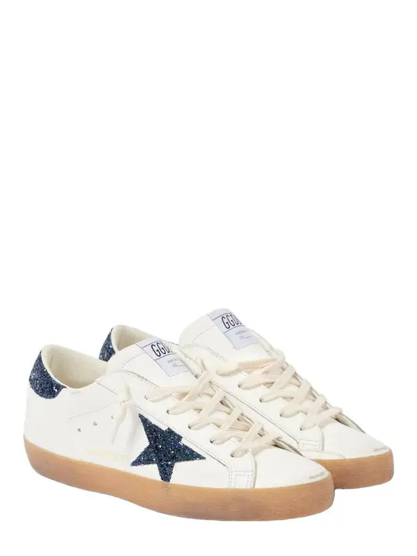 GOLDEN GOOSE Super-star Glitter Leather Sneakers - White