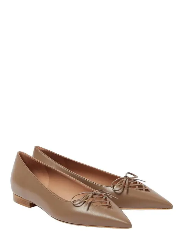 MALONE SOULIERS Hedy 10 Leather Ballet Flats - Grey