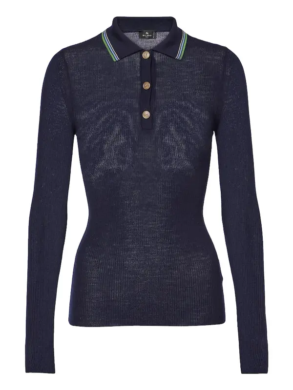 Etro Printed Polo Sweater - Blue