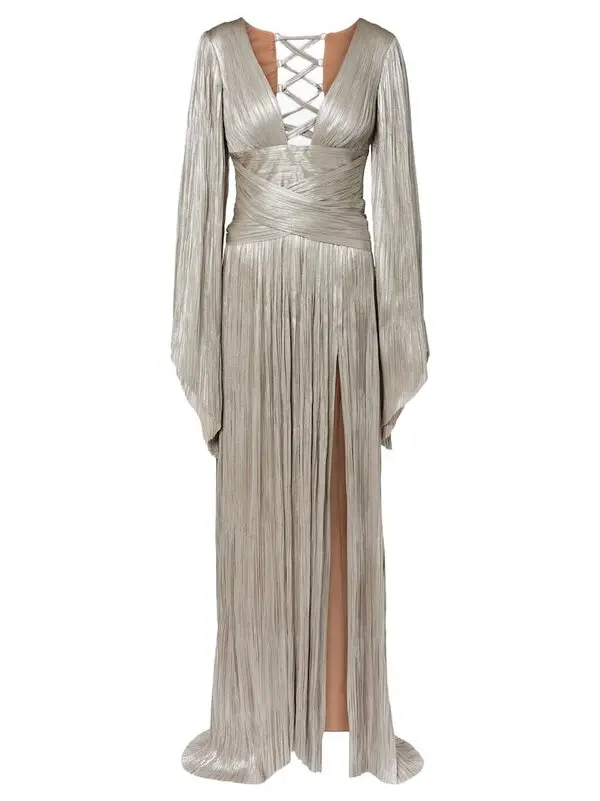 MARIA LUCIA HOHAN Alana Pleated Silk Gown - Silver