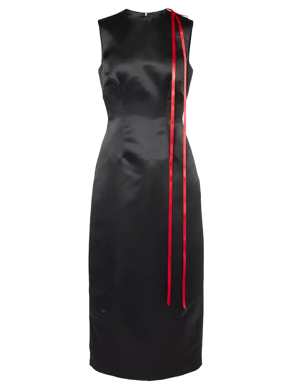 Simone Rocha Bow-detail Satin Midi Dress - Black