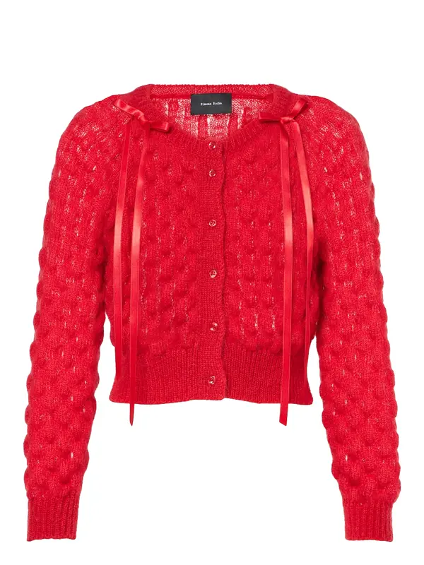 Simone Rocha Bow-detailed Knit Cardigan - Red