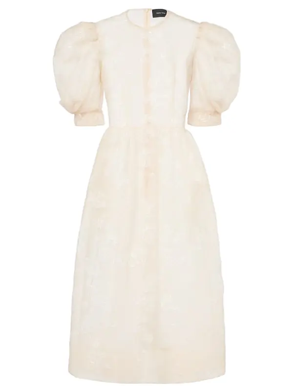 Simone Rocha Embroidered Midi Dress - Beige